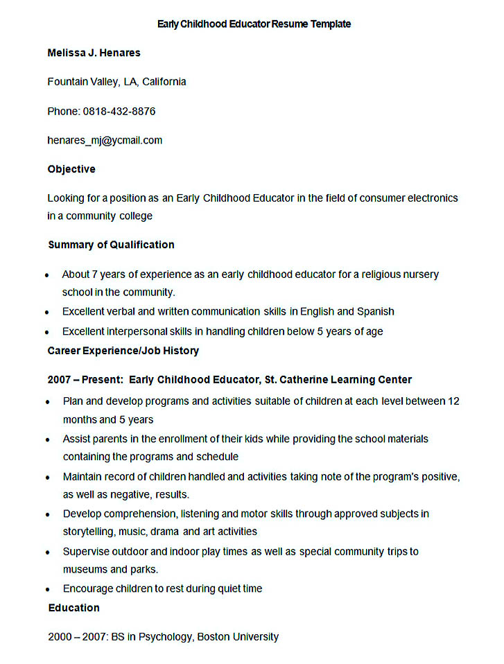 Good Teachers Resume Format Good Teachers Resume Format