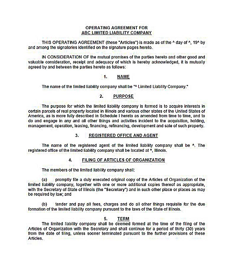 23 LLC Operating Agreement Template