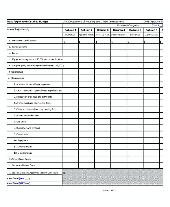 Grant Budget Template