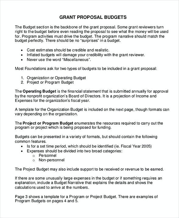Grant Budget Template