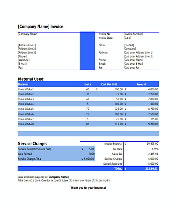Painting Invoice Template