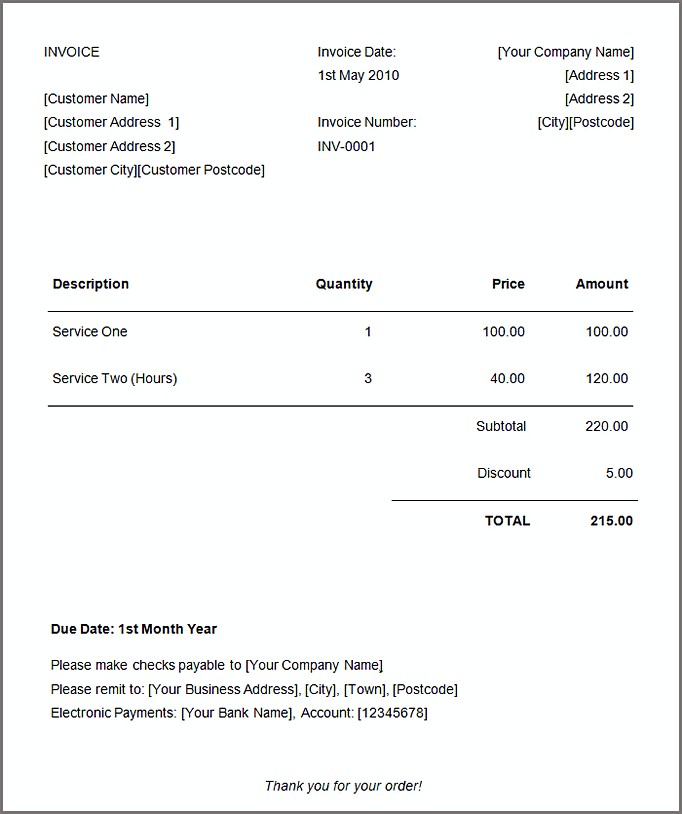 Open Office Invoice Template