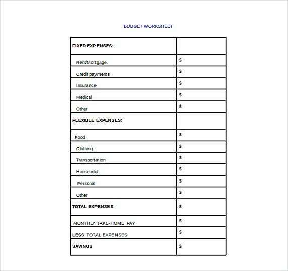 College Budget Template