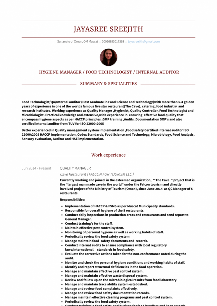 Quality Manager Resume