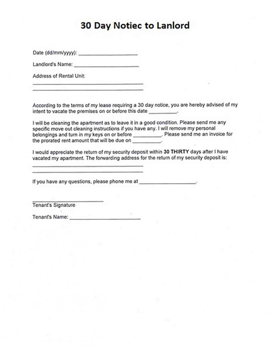 How To Write A Good 30 Day Notice To Landlord 