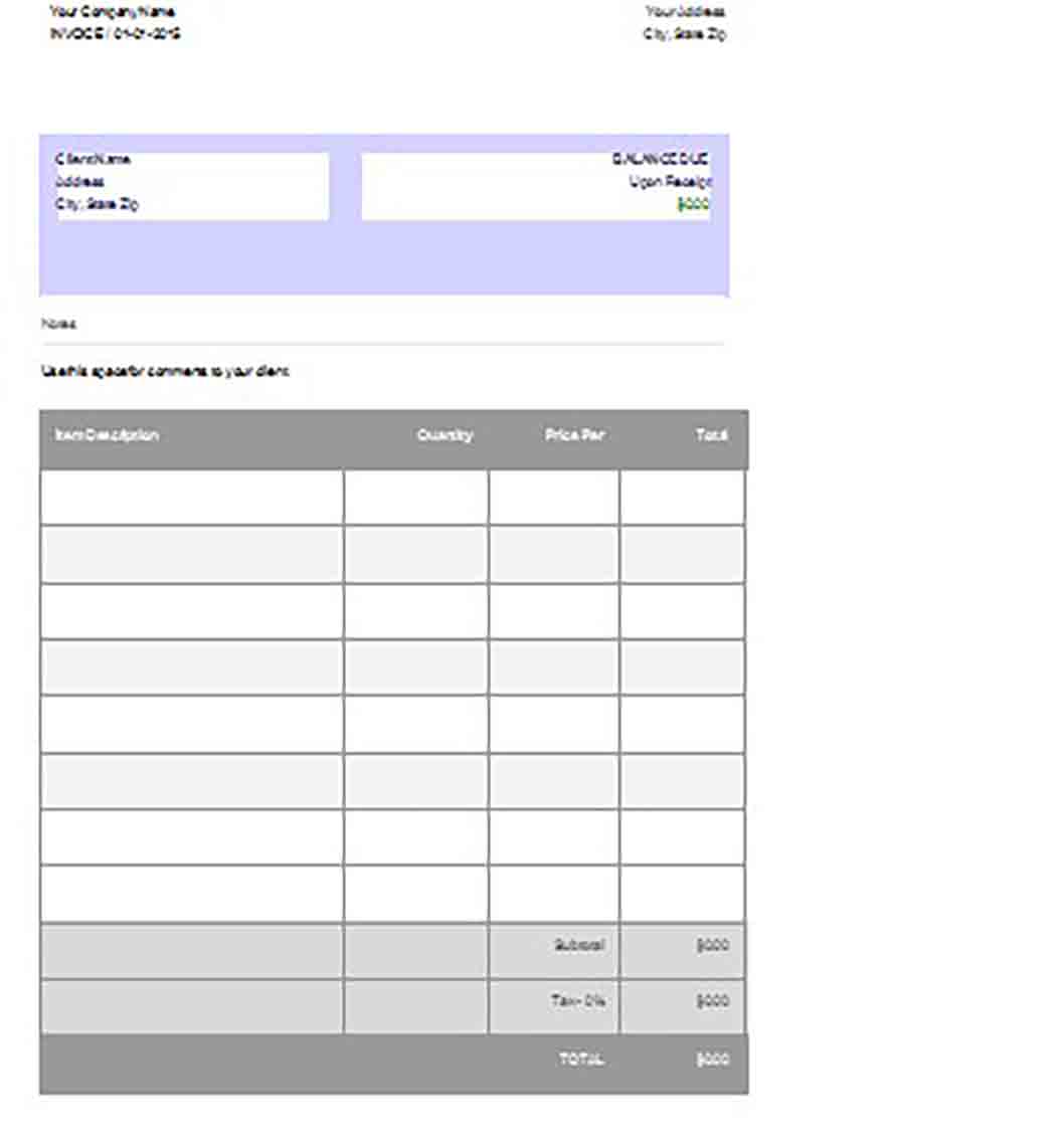 Invoice Template Google Sheet