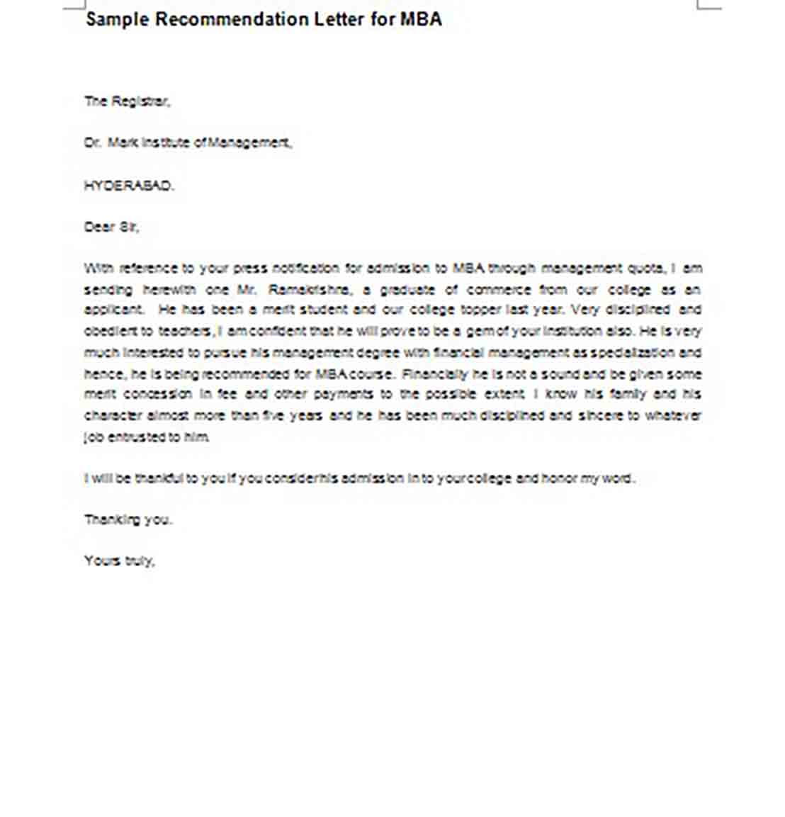 Pistol Permit Letter Of Recommendation Sample
