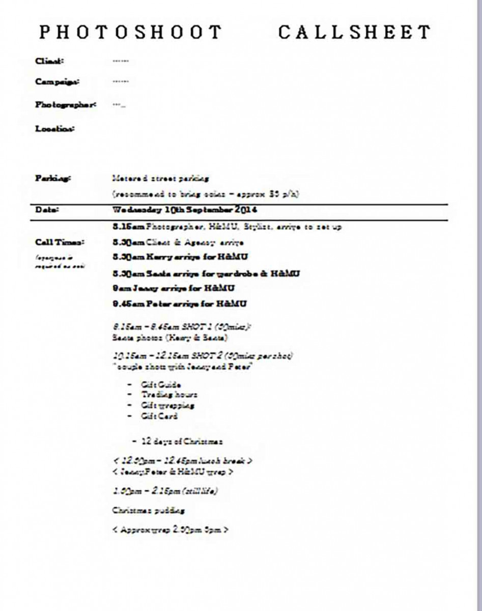 Call Sheet Template And How To Make It