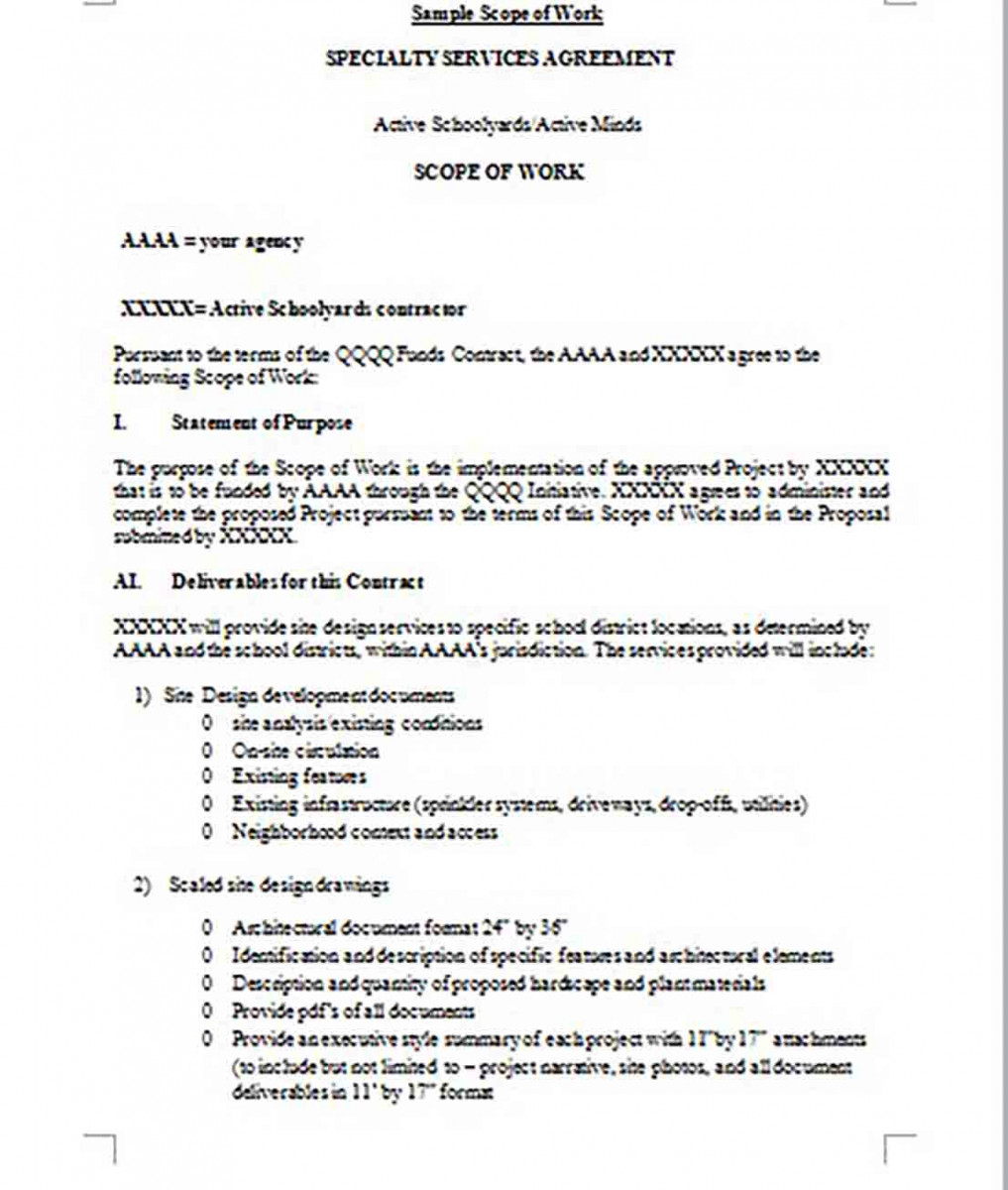 Scope Of Work Template And Details Of The Document