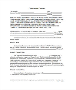 8+ Construction Contract Template: Considering Basic Elements and Making