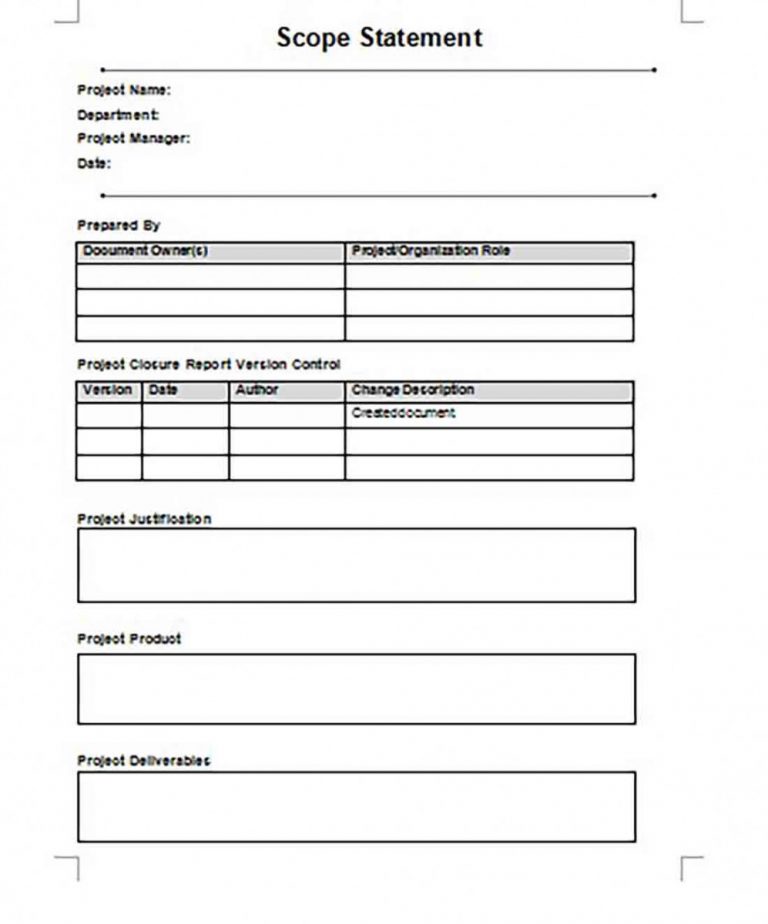 Scope of Work Template and Details of the Document