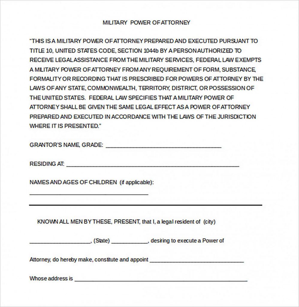 Where To Get Military Power Of Attorney